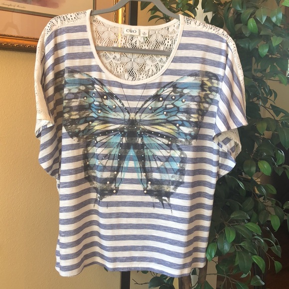 Cato | Tops | Cato Xl Spring Lace Back Butterfly Blouse | Poshmark